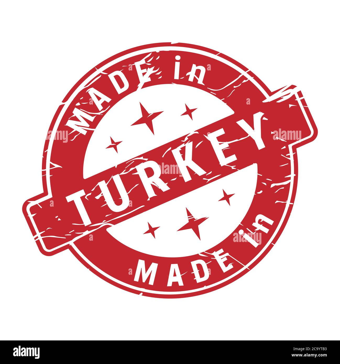 An impression of a seal with the inscription MADE in TURKEY, isolated ...