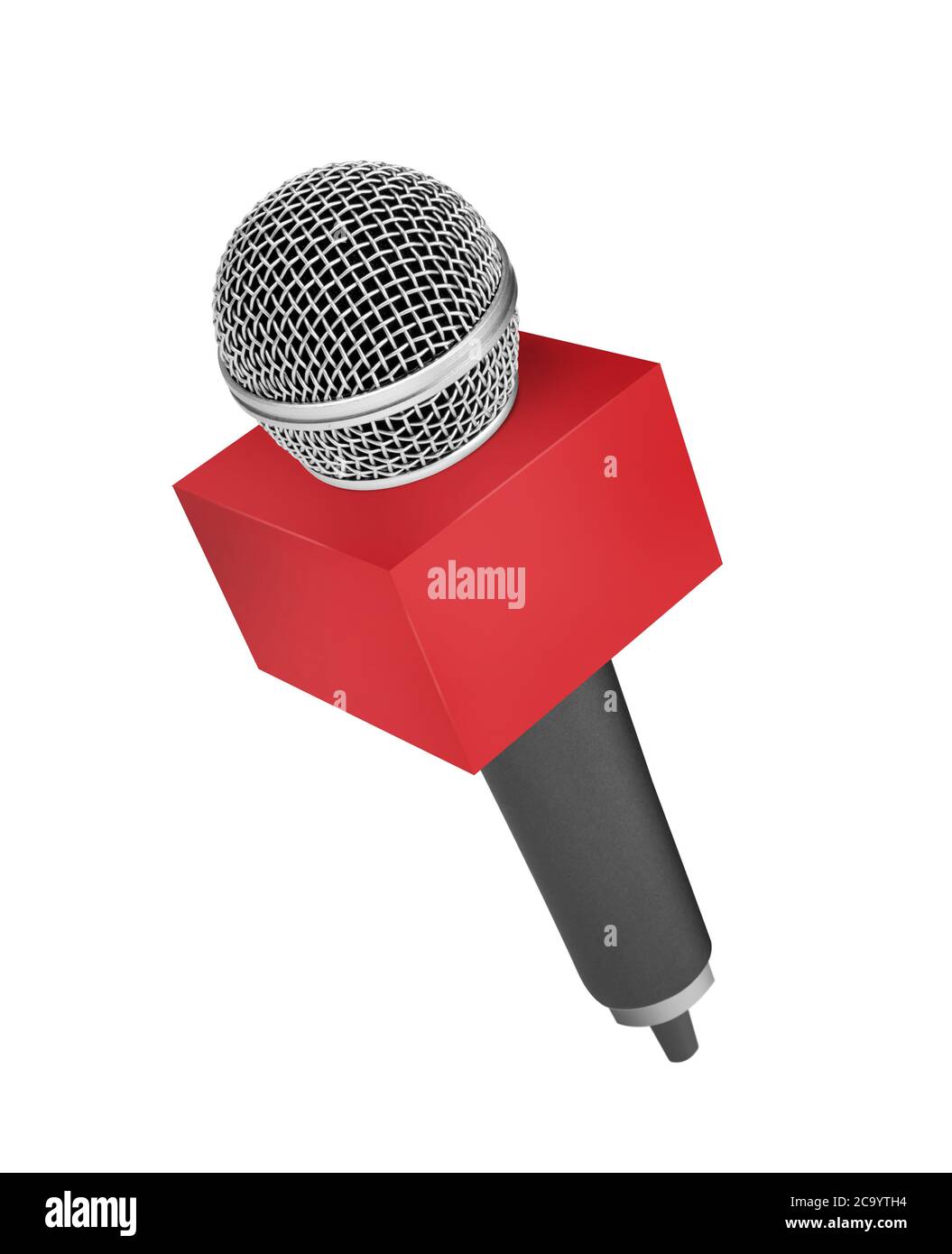 Blank news microphone isolated on white Stock Photo - Alamy