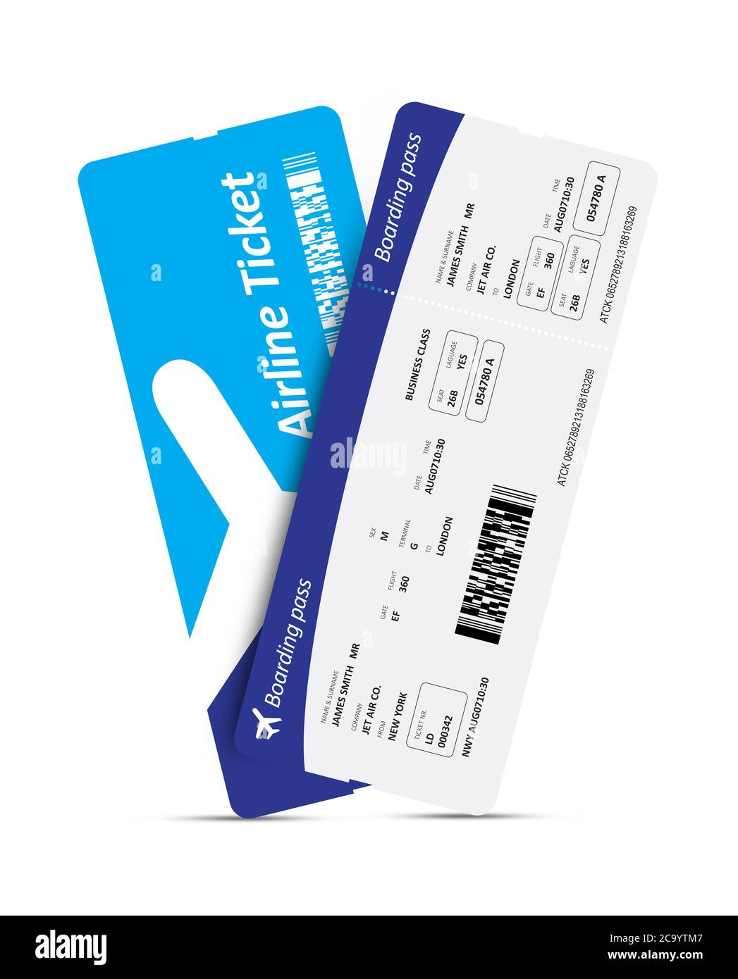 Boarding passes on white background Stock Photo - Alamy