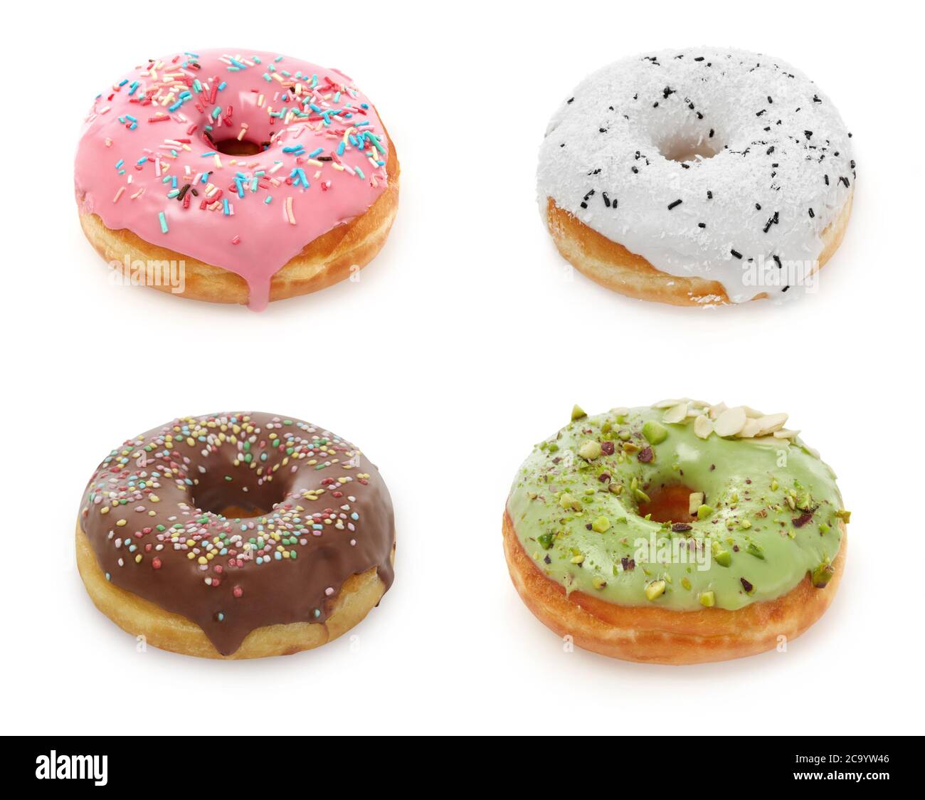 Delicious donuts isolated on white Stock Photo - Alamy