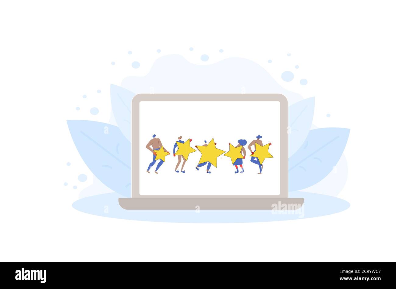 Customer review rating. Feedback concept. Happy clients standing and ...