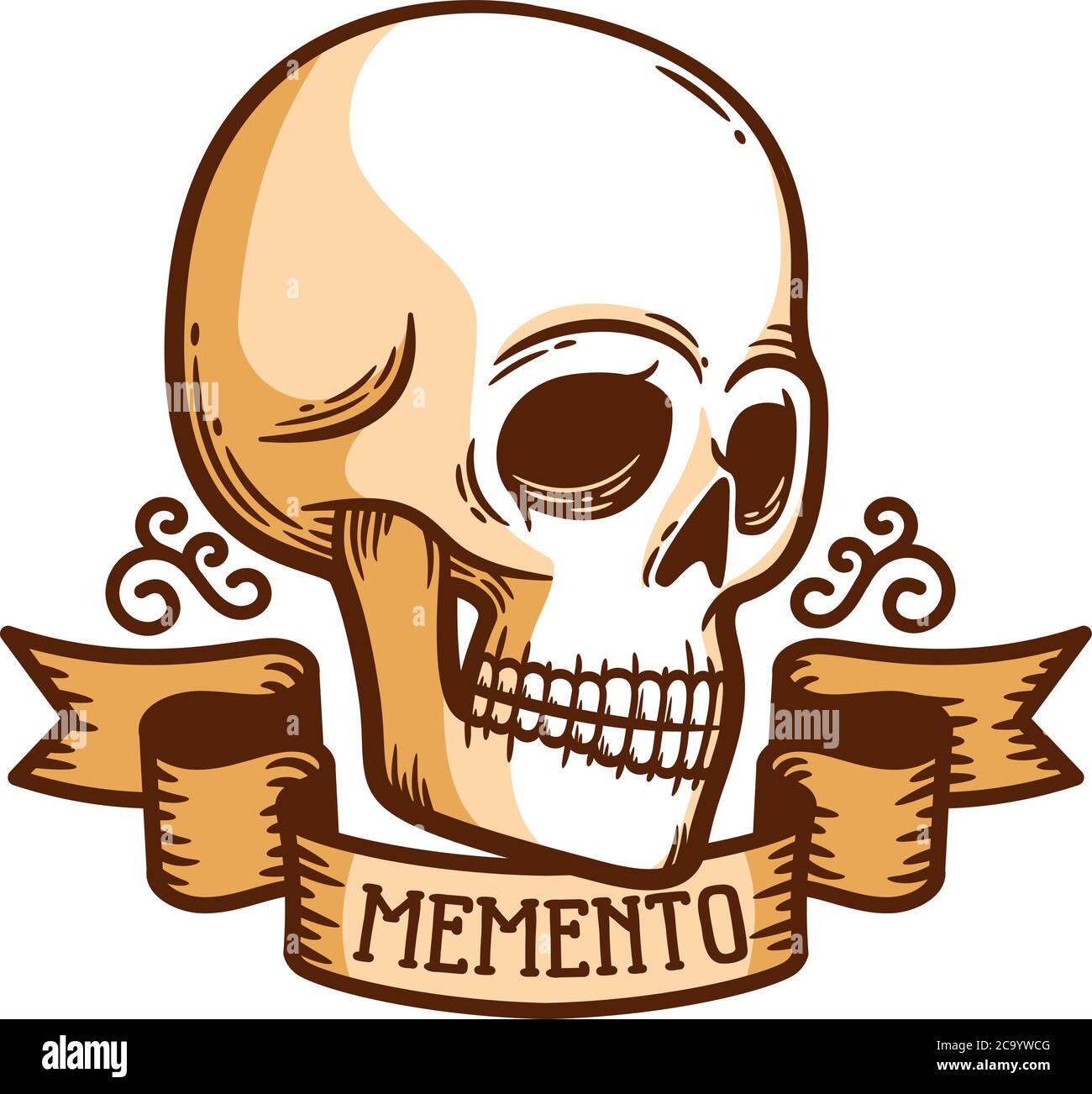 Skull logo templatewith ribbon, great design for any purposes Stock ...