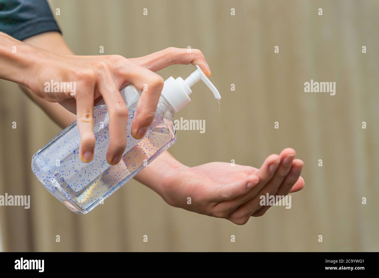 Washing hands with alcohol gel prevent the spread of germs and bacteria ...