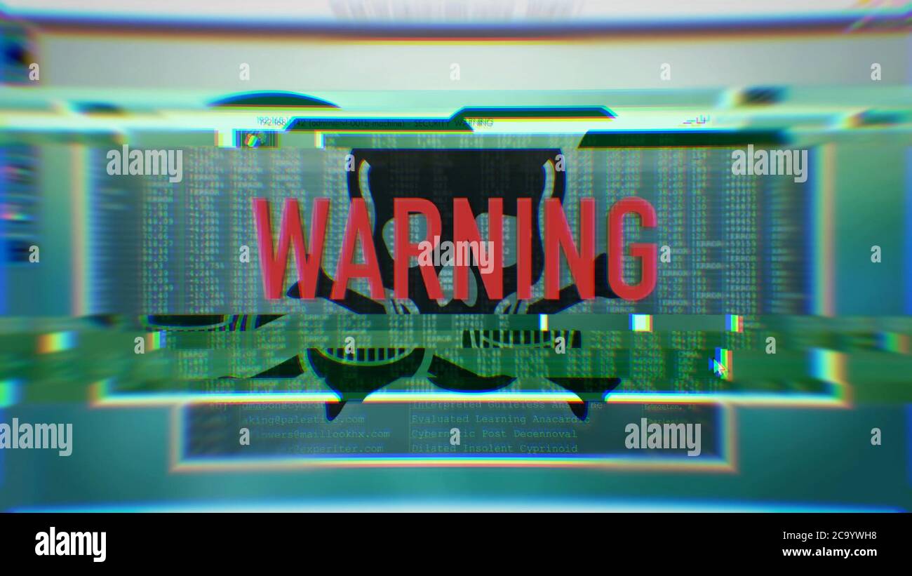 Virus took over Computer. Skull - Warning. Desktop Screen Stock Photo ...