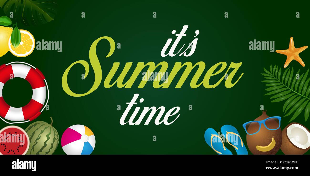 it's Summer time background with symbols Stock Photo - Alamy