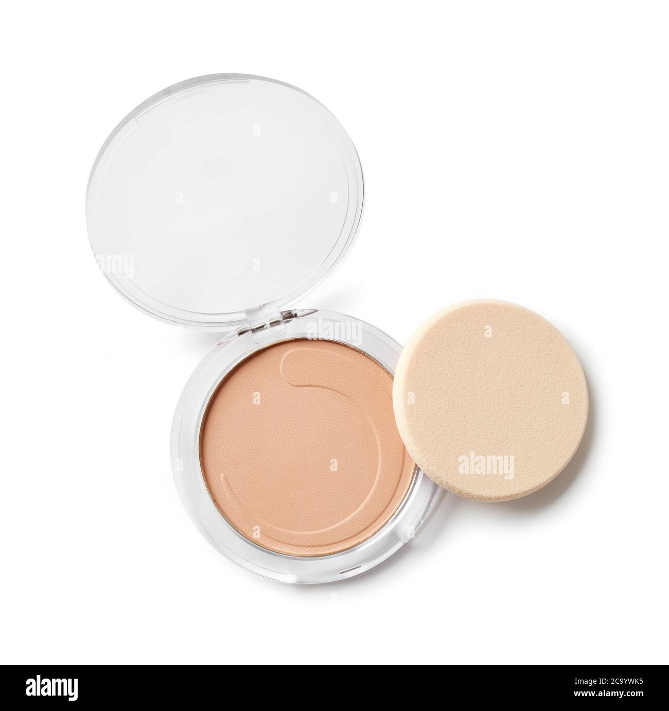 Beige make-up powder isolated on white Stock Photo - Alamy