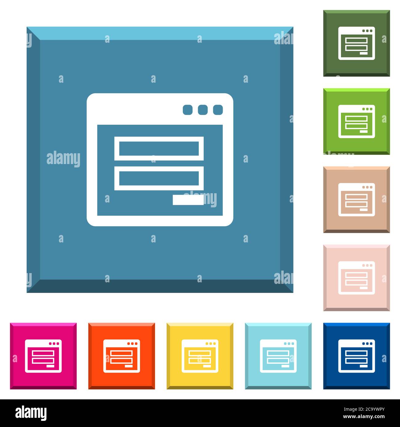 Login window white icons on edged square buttons in various trendy ...