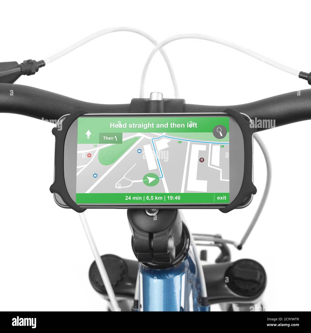 Mobile phone with navigation screen on a bike Stock Photo - Alamy