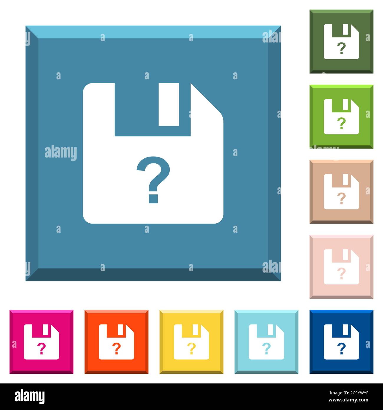 Unknown file white icons on edged square buttons in various trendy ...