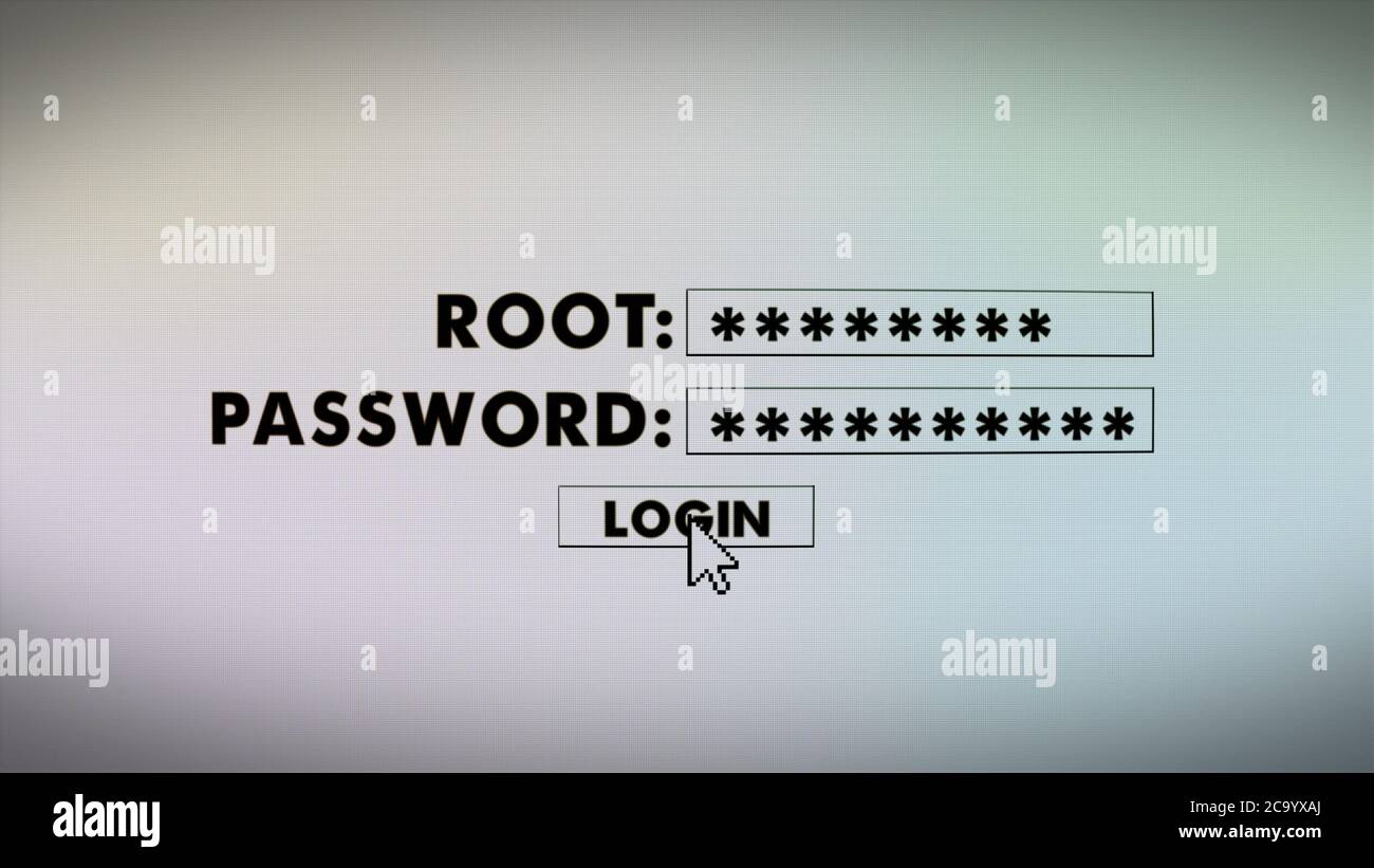 Root Password Login Screen. Enter Password and Name Stock Photo - Alamy