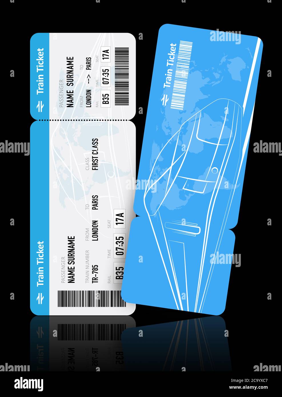 Train ticket on white background Stock Photo - Alamy