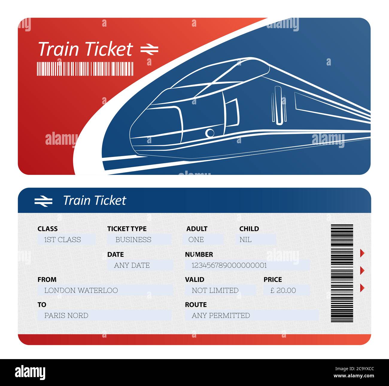 Train ticket on white background Stock Photo - Alamy