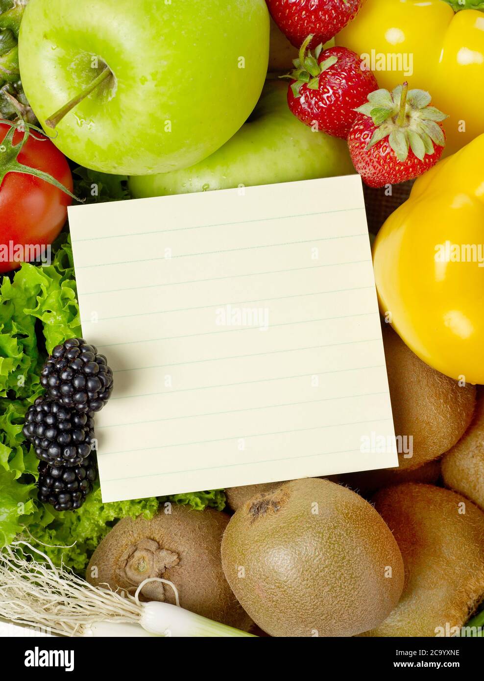 Adhesive note on fruits and vegetables Stock Photo - Alamy