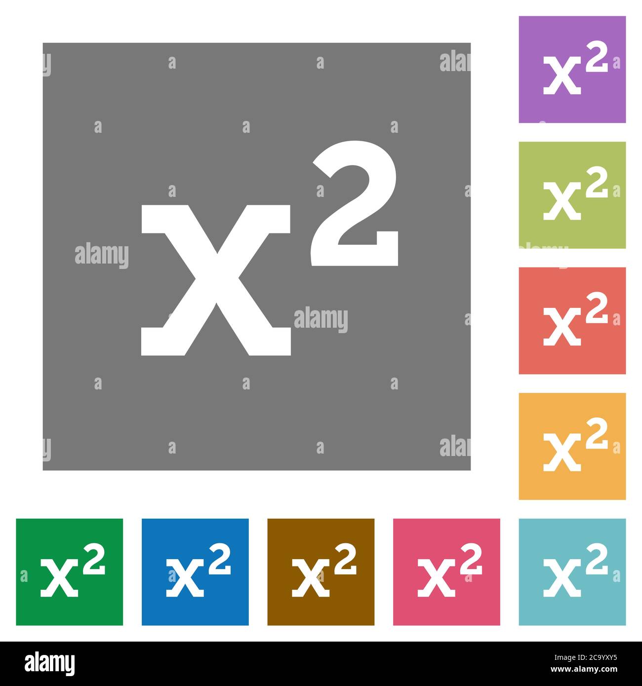 Math exponentiation flat icons on simple color square backgrounds Stock ...