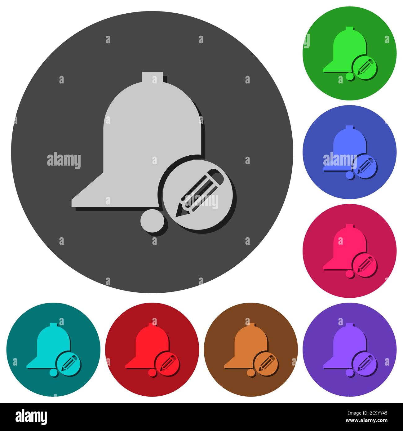 Edit reminder icons with shadows on color round backgrounds for ...
