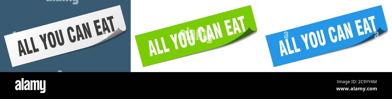 all you can eat paper peeler sign set. all you can eat sticker Stock ...