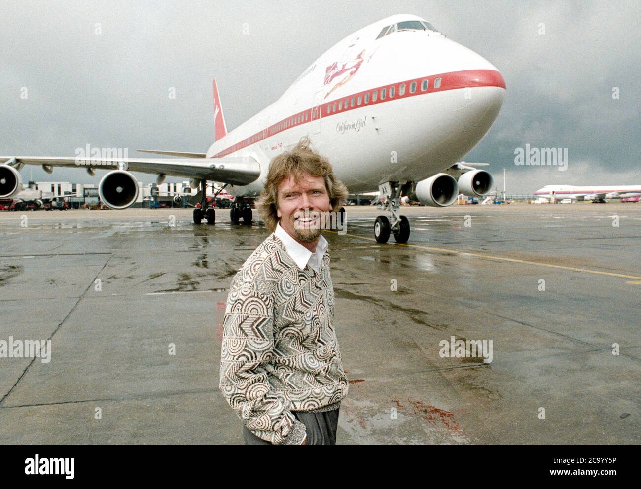Virgin Atlantic boss Richard Branson at London Heathrow Airport 1991 ...