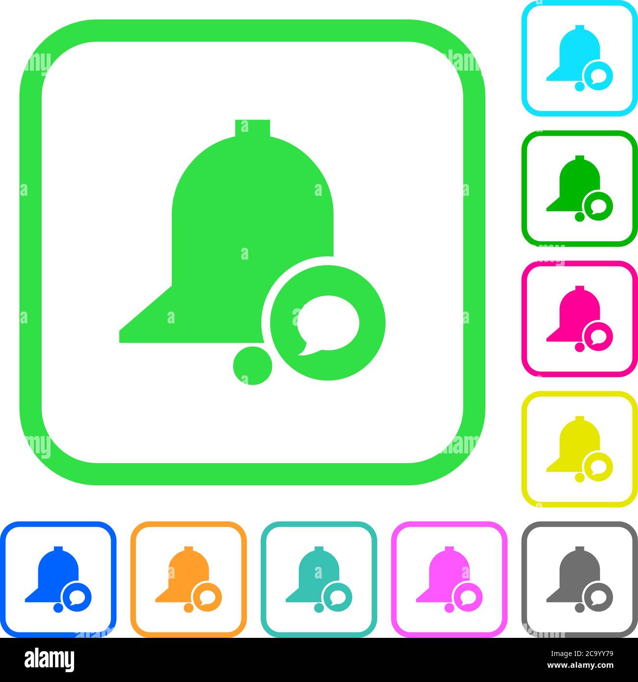 Reminder message vivid colored flat icons in curved borders on white ...