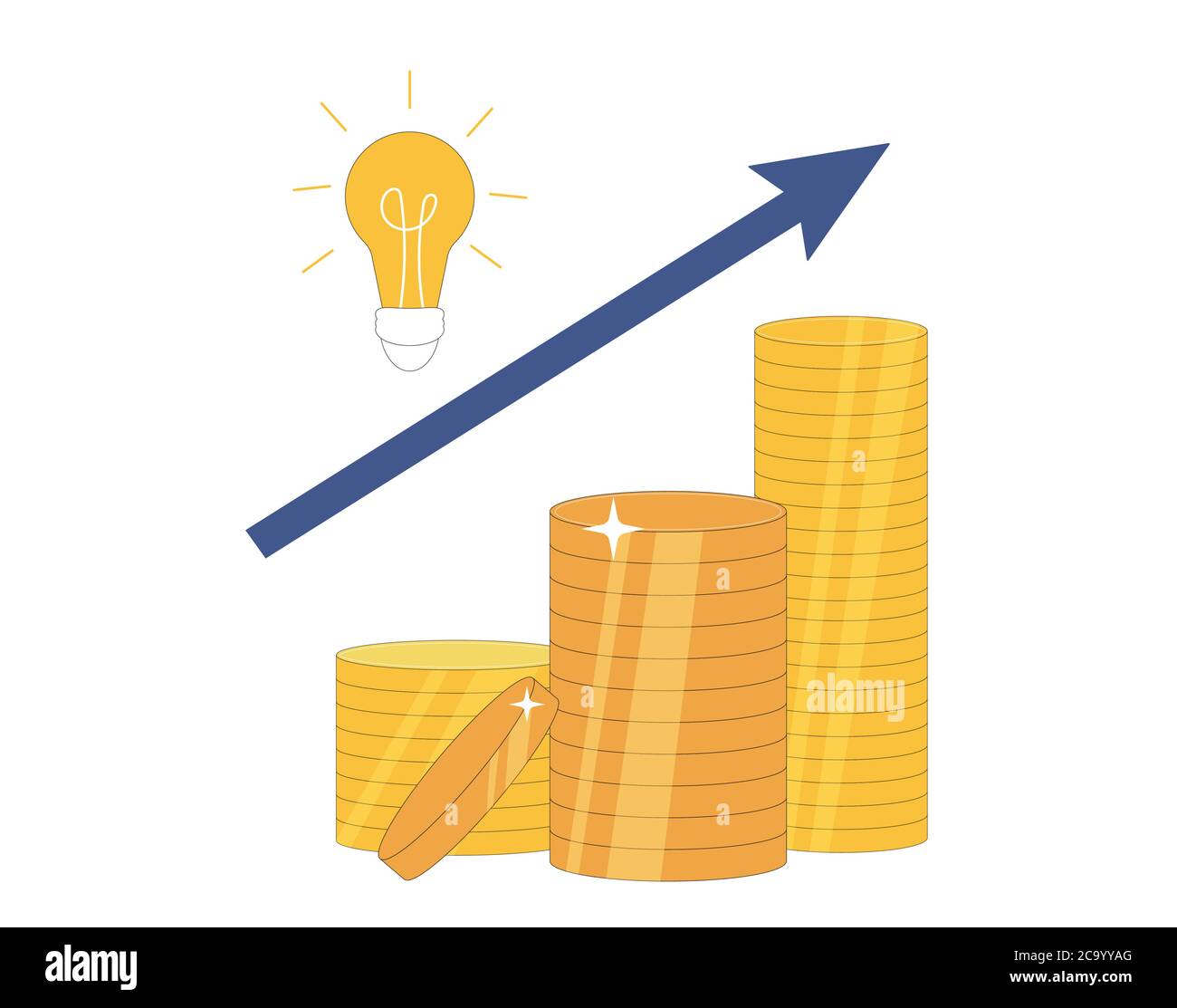 Income concept. Money isolated on white background. Stack of coins and ...