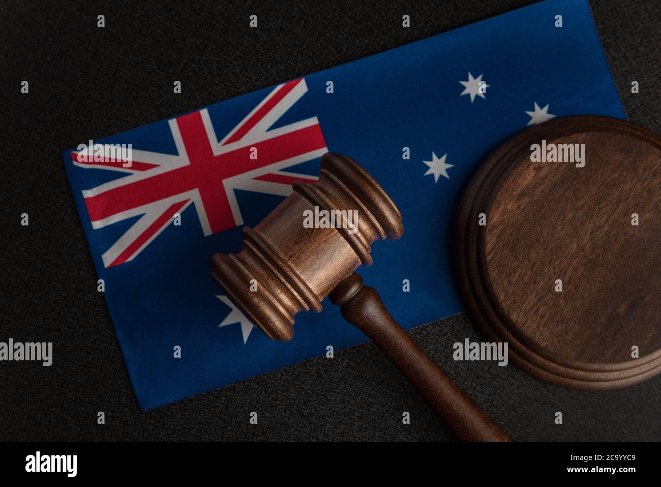 Judge gavel on Australian flag. Court in Australia. Australian auction ...
