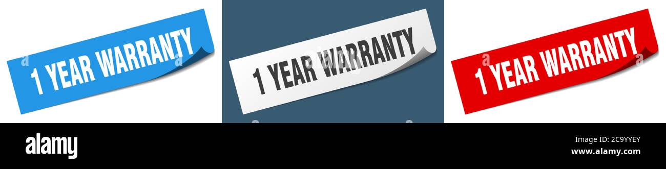 1 year warranty paper peeler sign set. 1 year warranty sticker Stock ...