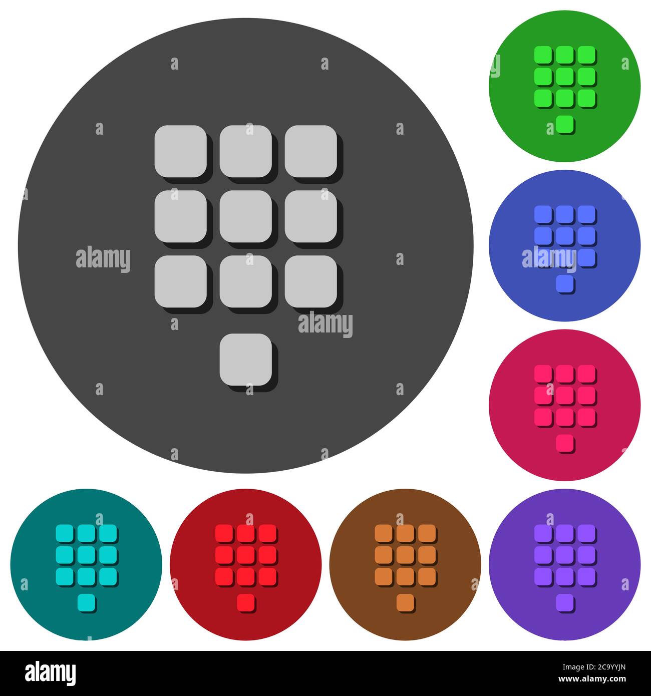 Dial pad icons with shadows on color round backgrounds for material ...