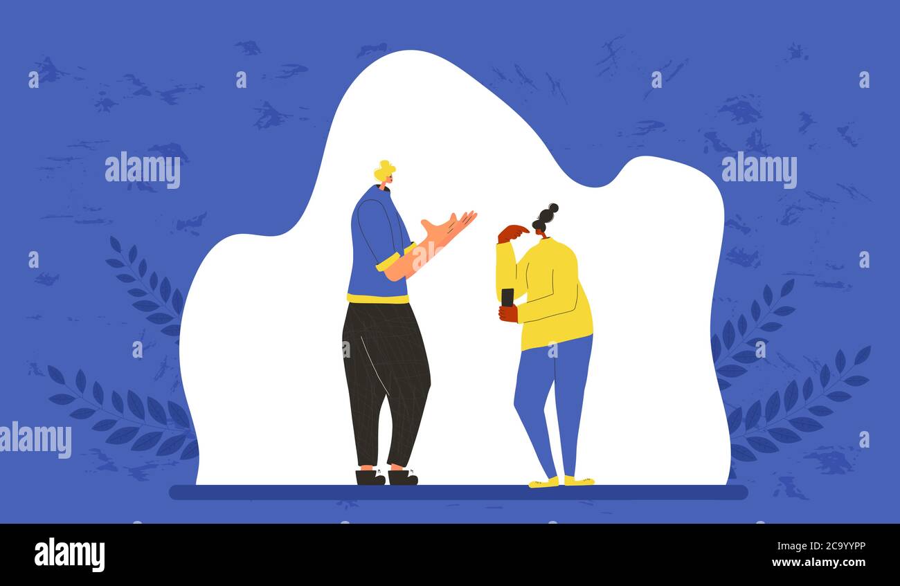 Adult people give a good talking to teenager girl. Vector flat ...