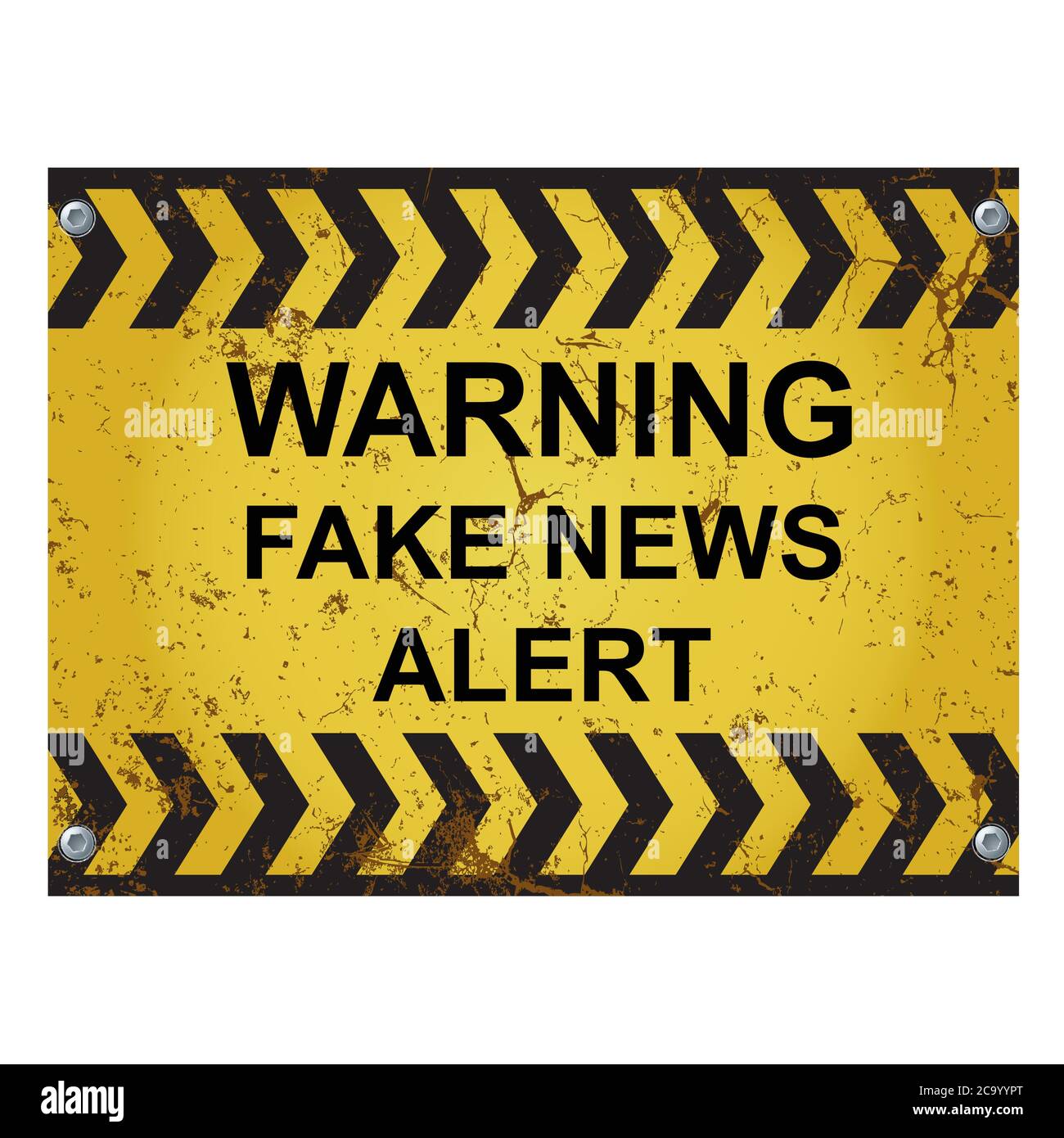 Warning fake news alert sign relating to the spread of disinformation on traditional news and ...