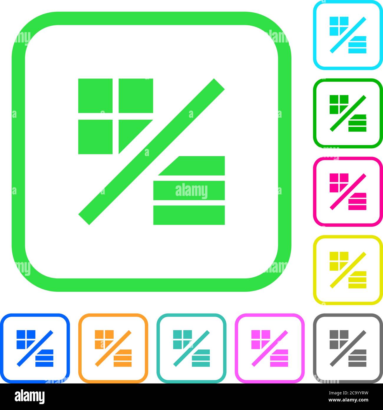 View mode vivid colored flat icons in curved borders on white ...