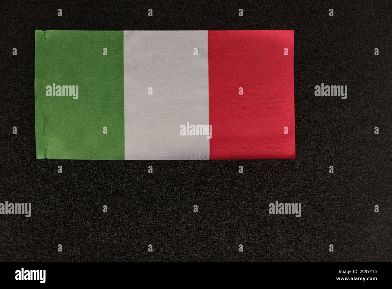 Italy flag on black background. National symbol of Italian Republic ...