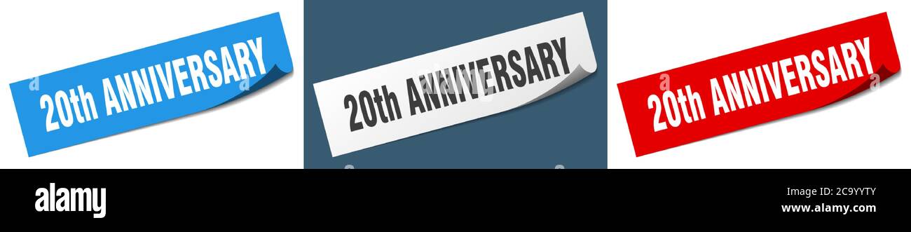 20th anniversary paper peeler sign set. 20th anniversary sticker Stock ...