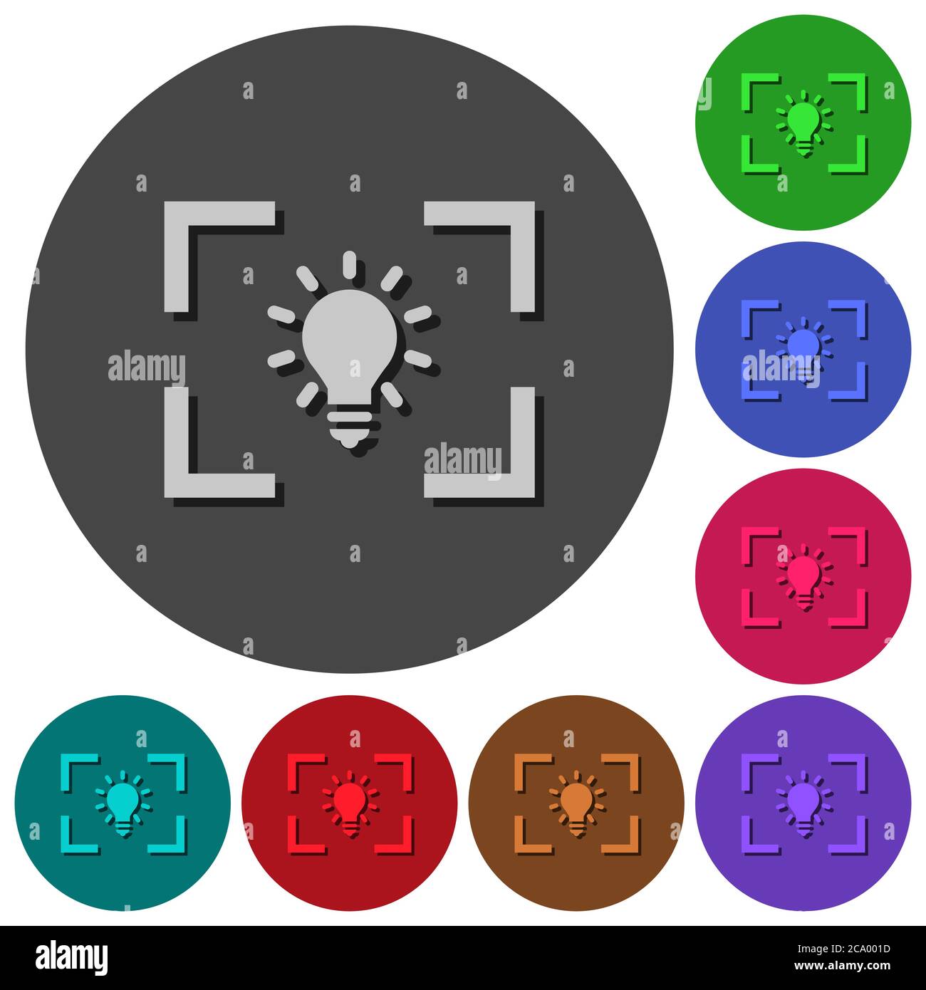 Camera white balance tungsten mode icons with shadows on color round ...