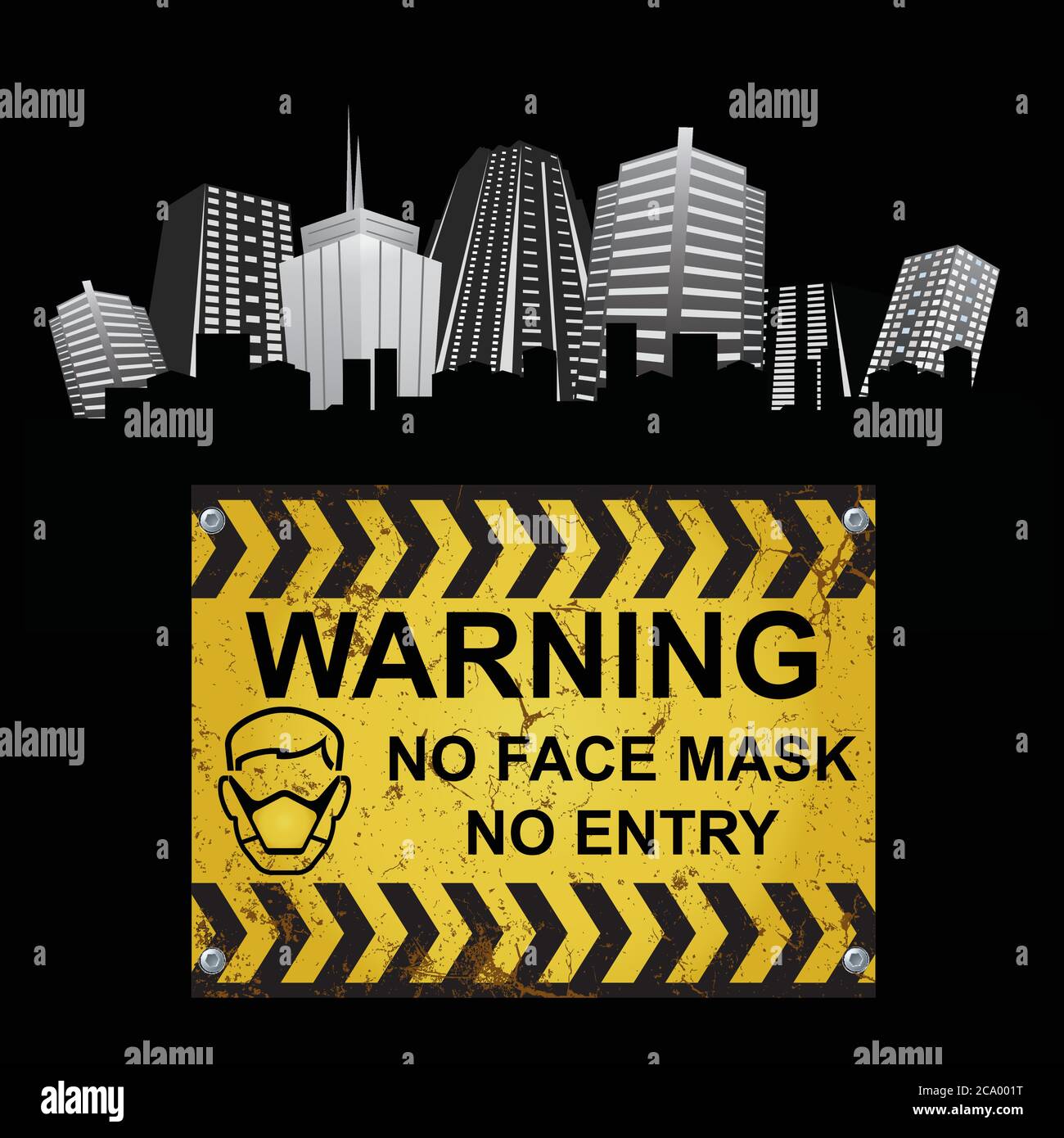 Warning no face mask no entry sign to combat the spread of the ...