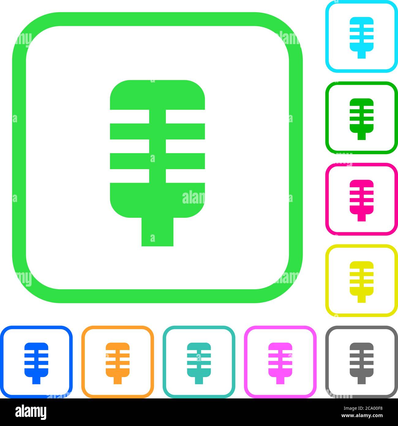 Microphone vivid colored flat icons in curved borders on white ...