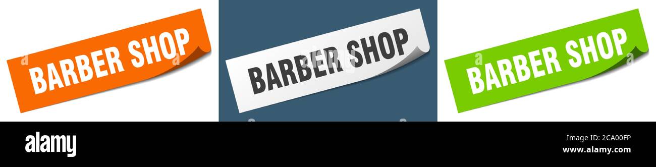 barber shop paper peeler sign set. barber shop sticker Stock Vector ...