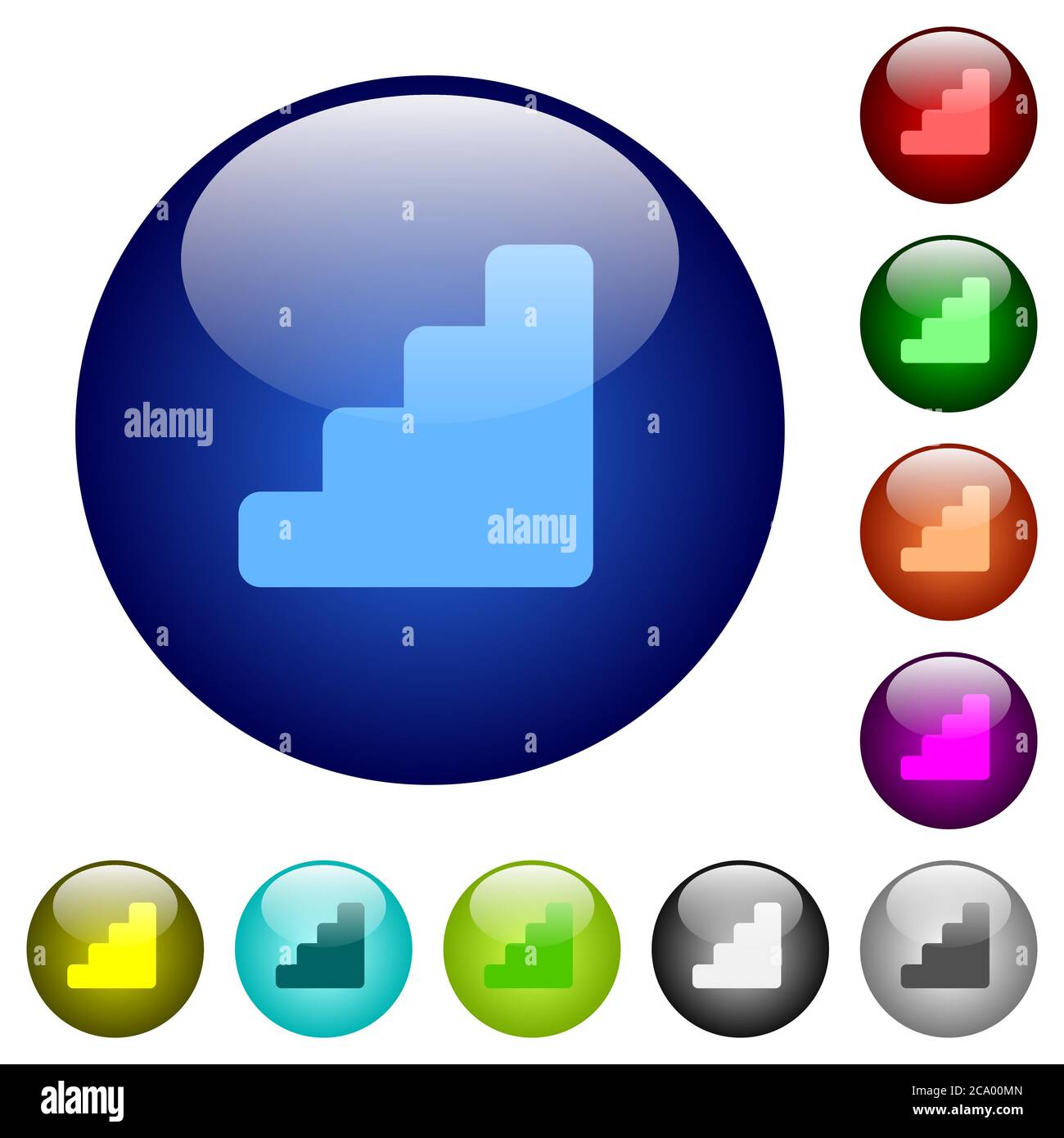 Stairs icons on round color glass buttons Stock Vector Image & Art - Alamy