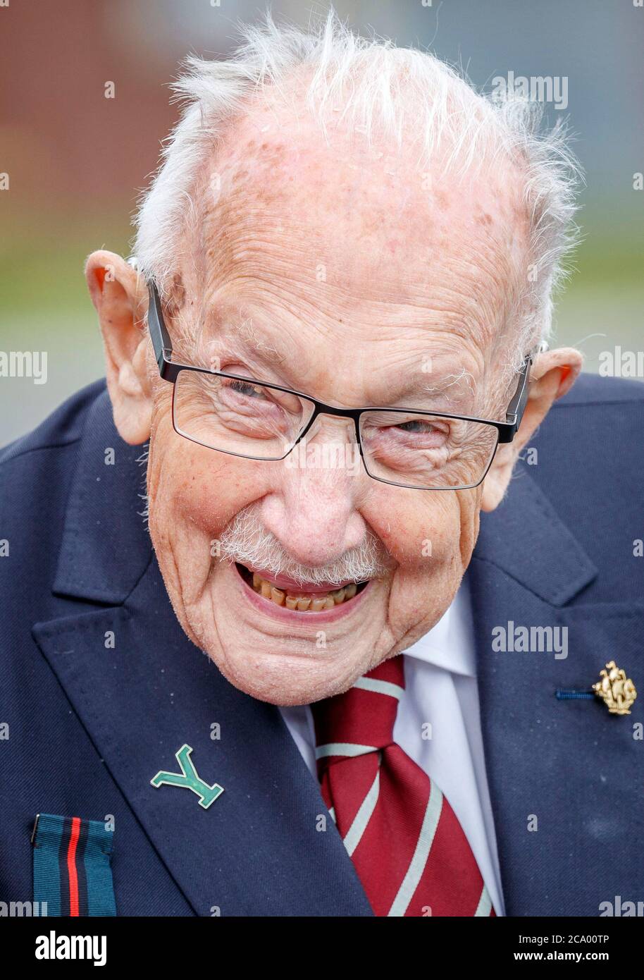 Captain Sir Tom Moore during a visit to the Army Foundation College in ...