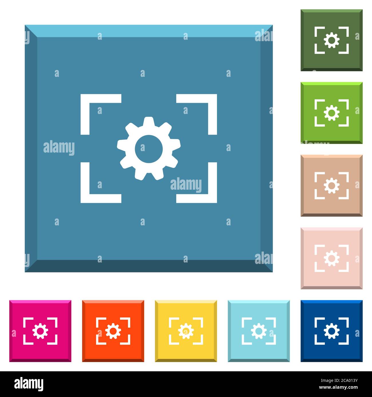 Camera setting white icons on edged square buttons in various trendy ...