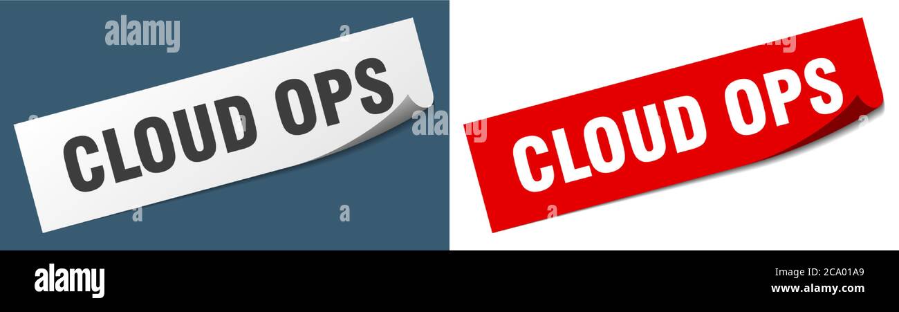cloud ops paper peeler sign set. cloud ops sticker Stock Vector Image ...