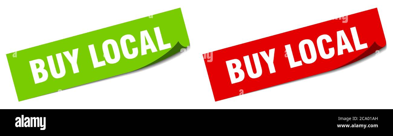 buy local paper peeler sign set. buy local sticker Stock Vector Image ...