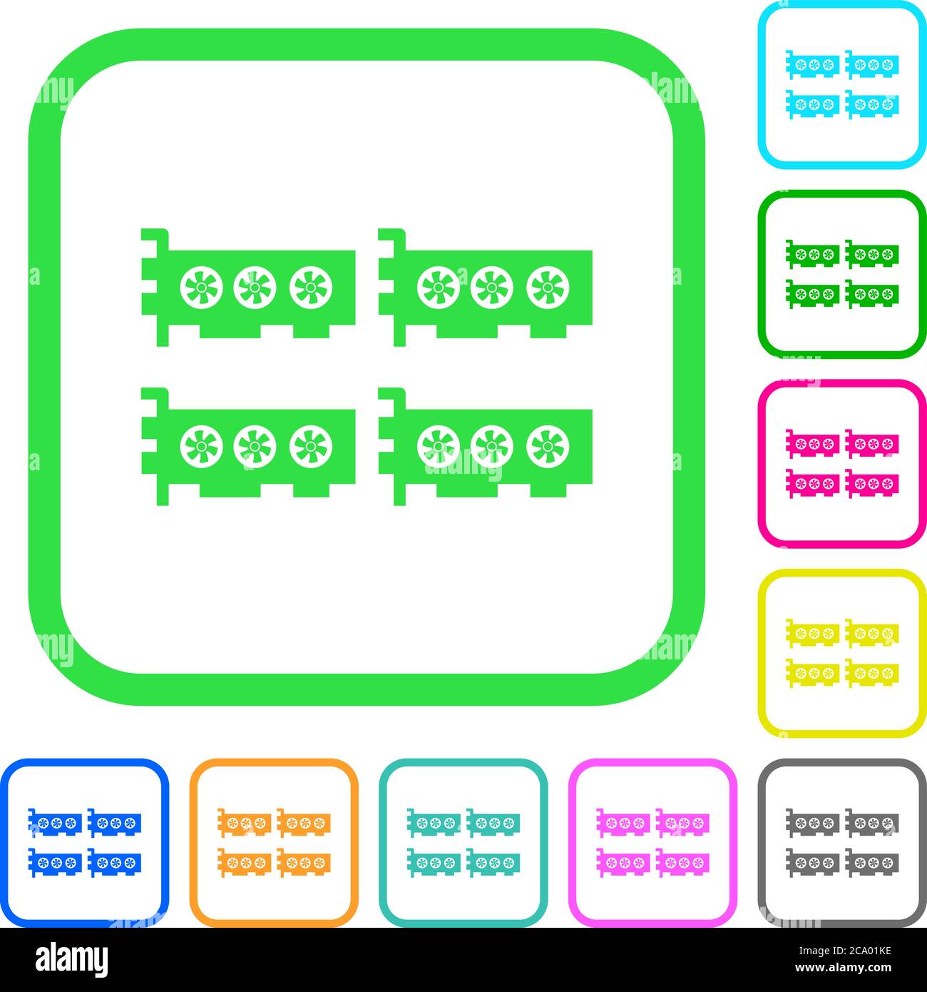 Cryptocoin mining farm vivid colored flat icons in curved borders on ...
