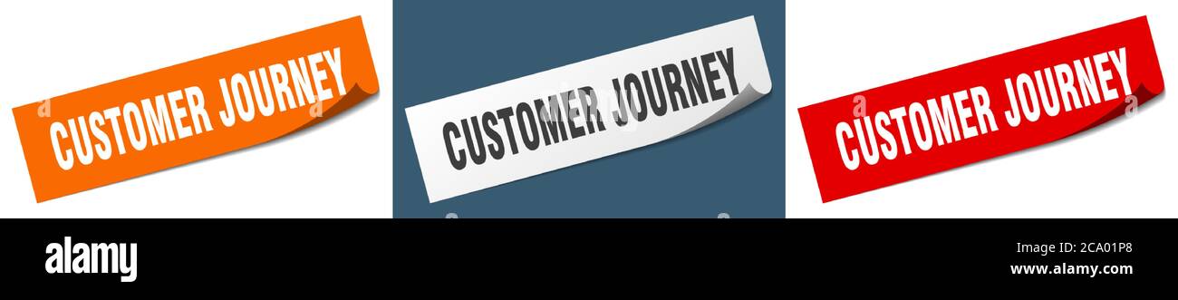 customer journey paper peeler sign set. customer journey sticker Stock ...