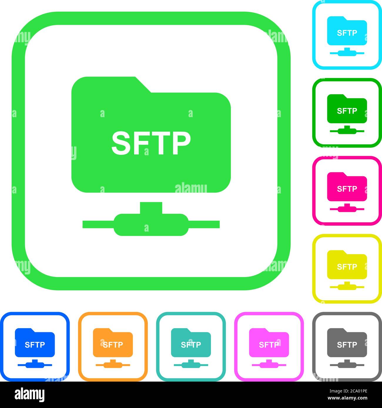 FTP over SSH vivid colored flat icons in curved borders on white ...