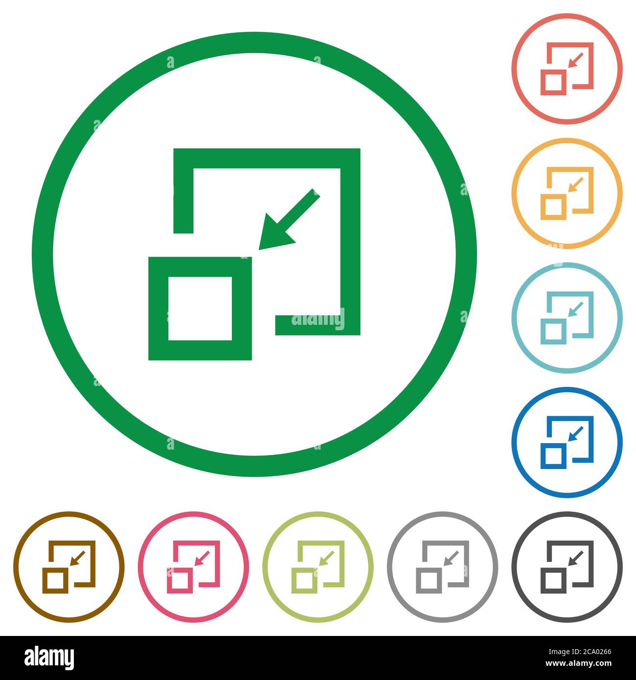 Shrink window flat color icons in round outlines on white background ...