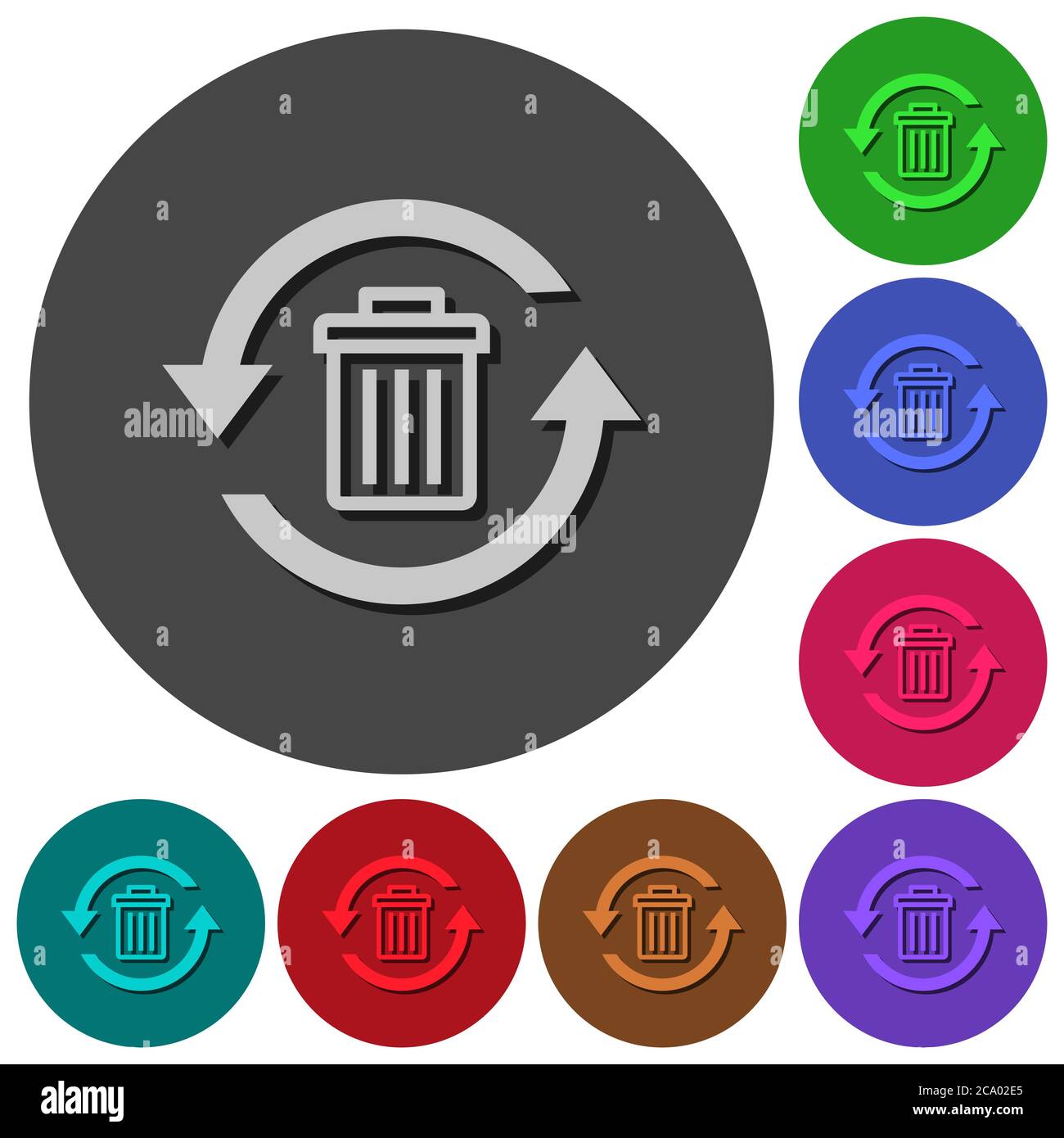 Undelete icons with shadows on color round backgrounds for material ...