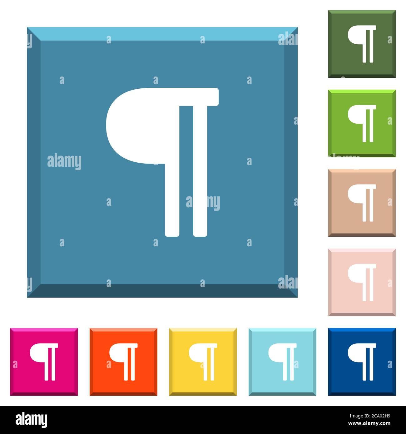 Text paragraph white icons on edged square buttons in various trendy ...