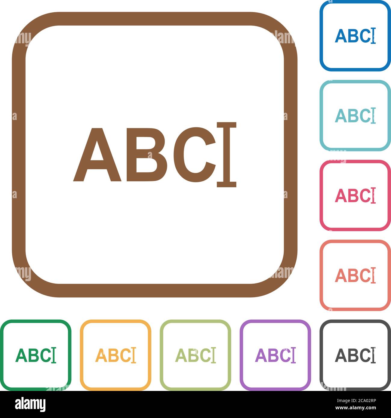 Typing text with cursor simple icons in color rounded square frames on ...