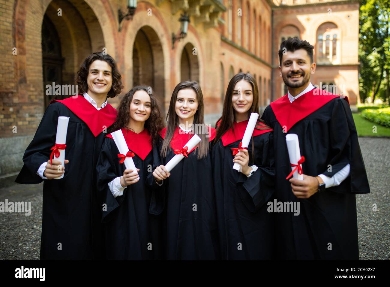 happy group of university graduates at graduation ceremony Stock Photo ...