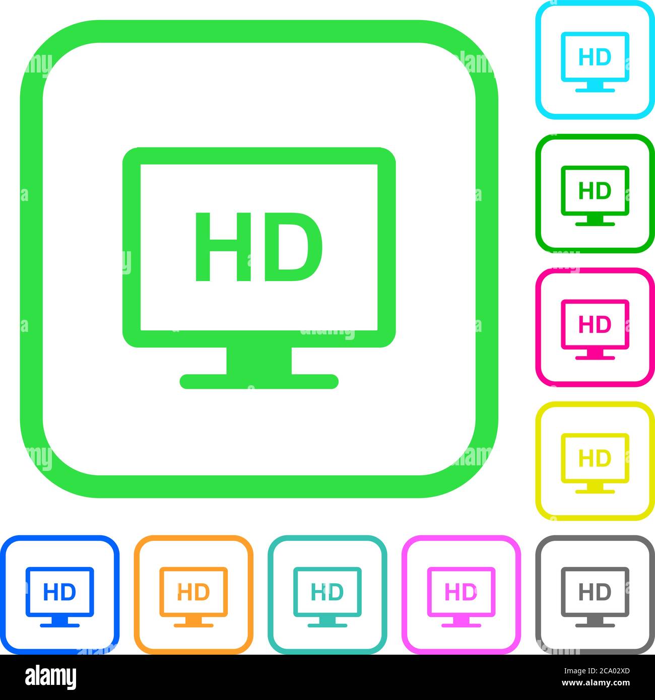 HD display vivid colored flat icons in curved borders on white ...