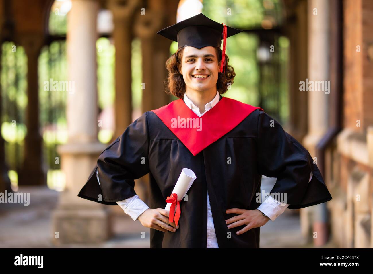 Graduate man student. Graduation concepts. Portrait of young man on ...